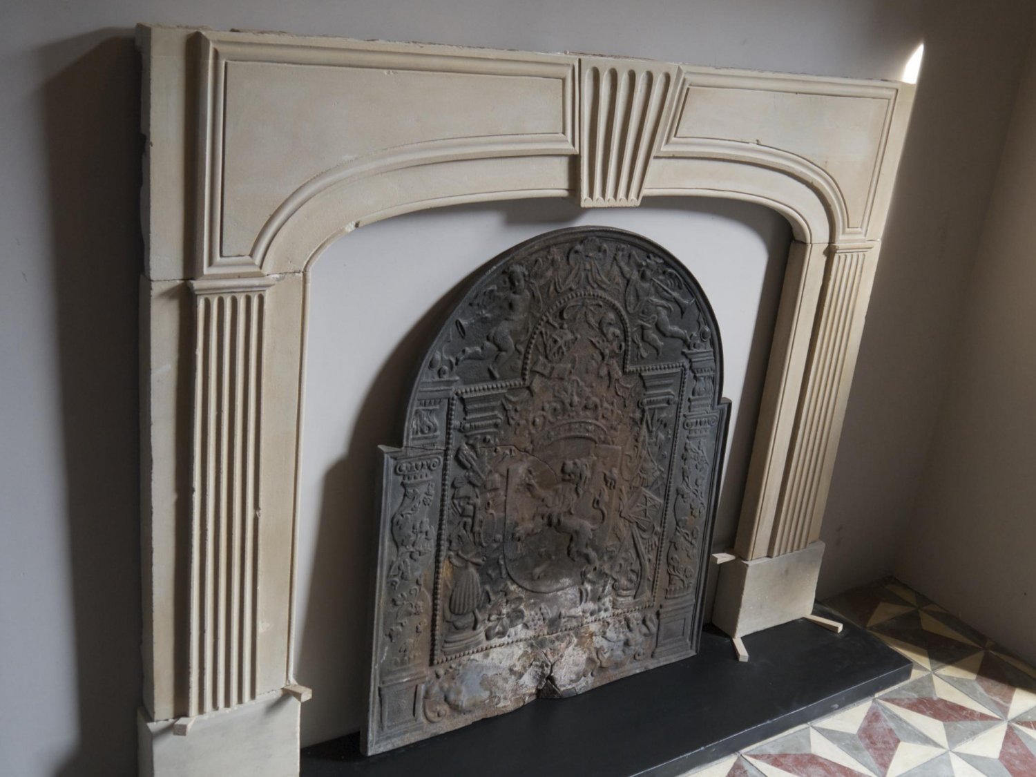 Antique Queen Anne limestone fireplace - Renaissance London